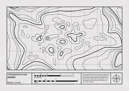 Geographical Marsh Landscape Relief Contour Map, Topographic Posters ...