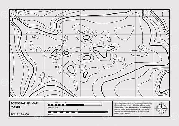Geographical Marsh Landscape Relief Contour Map, Topographic Posters ...