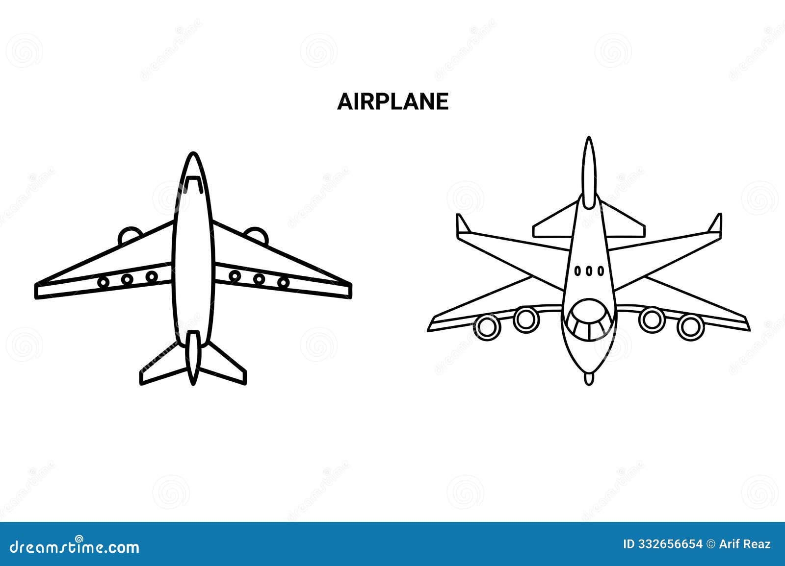 Vector Illustration of Isolated Airplane Outline on White Background ...
