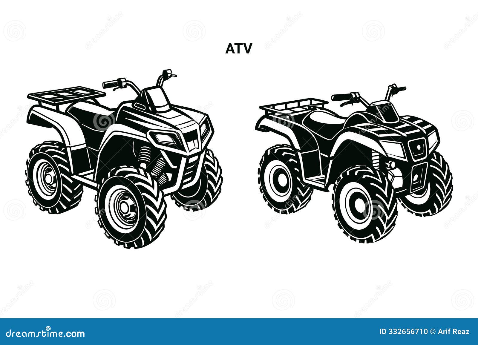 Vector Illustration of Isolated ATV Outline on White Background. Stock ...