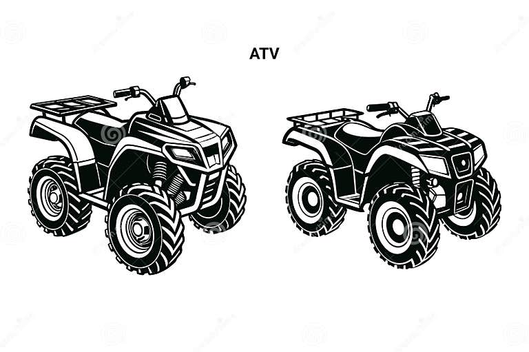 Vector Illustration of Isolated ATV Outline on White Background. Stock ...