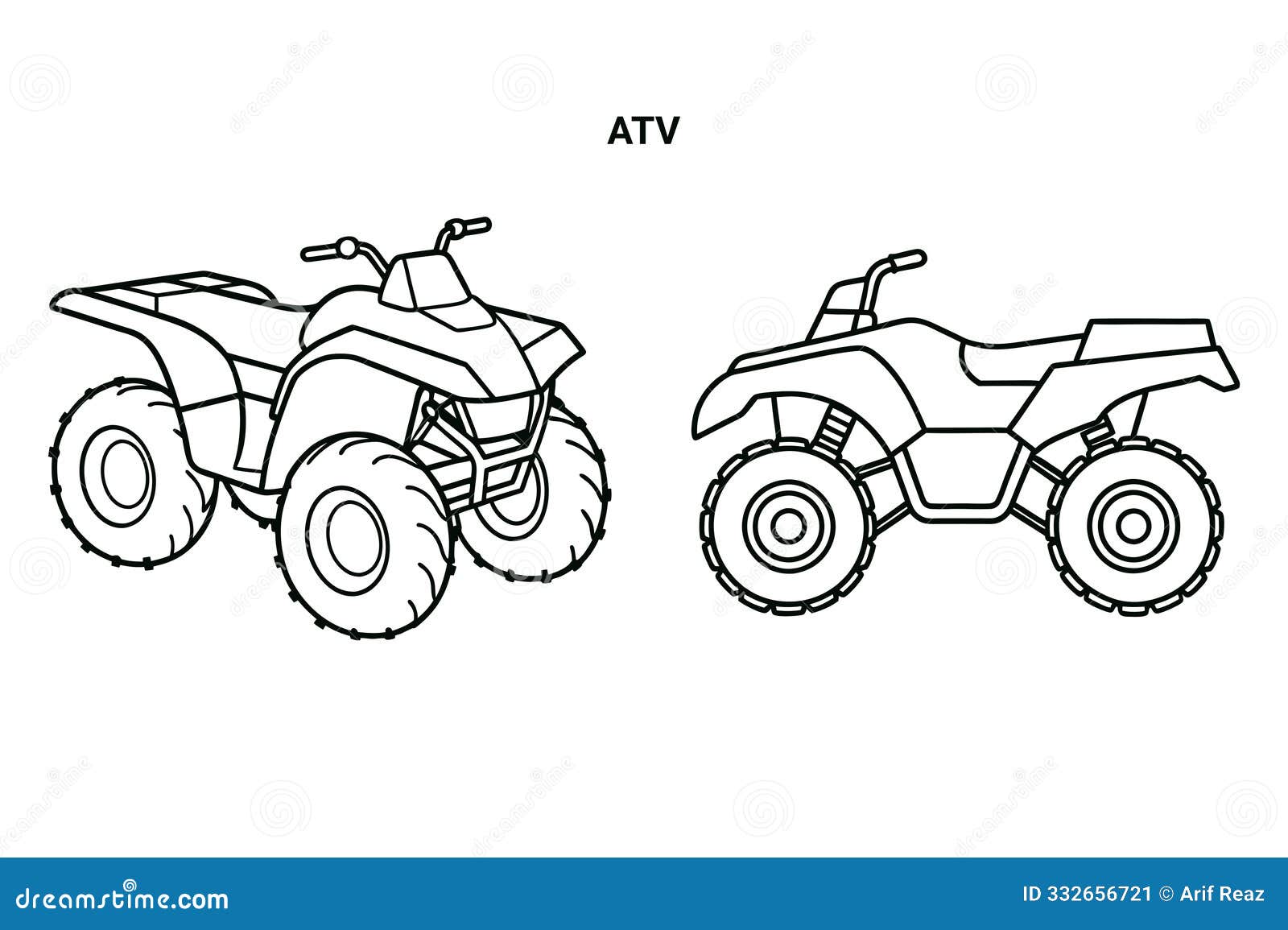 Vector Illustration of Isolated ATV Outline on White Background. Stock ...