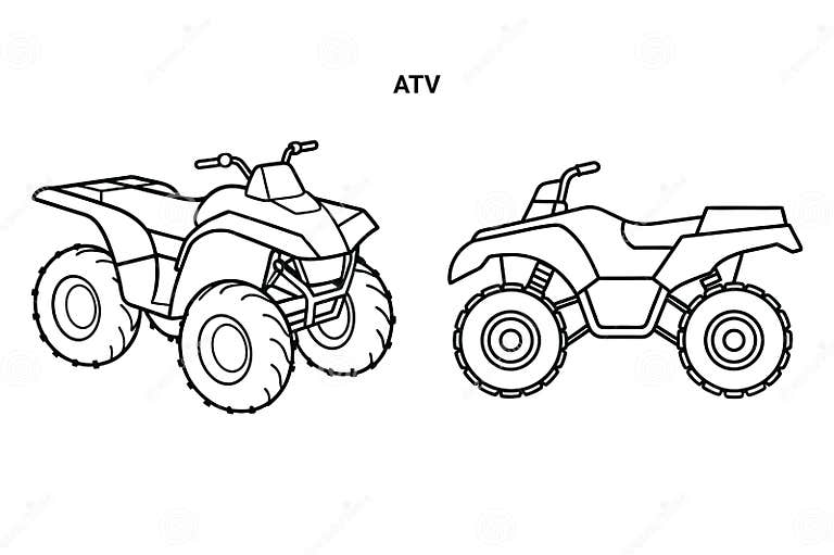 Vector Illustration of Isolated ATV Outline on White Background. Stock ...