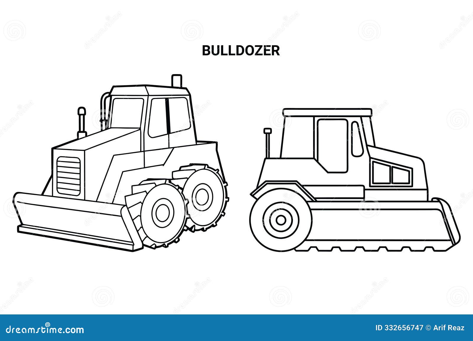 Bulldozer In Outline Style. Logo For A Construction Company. Simple ...