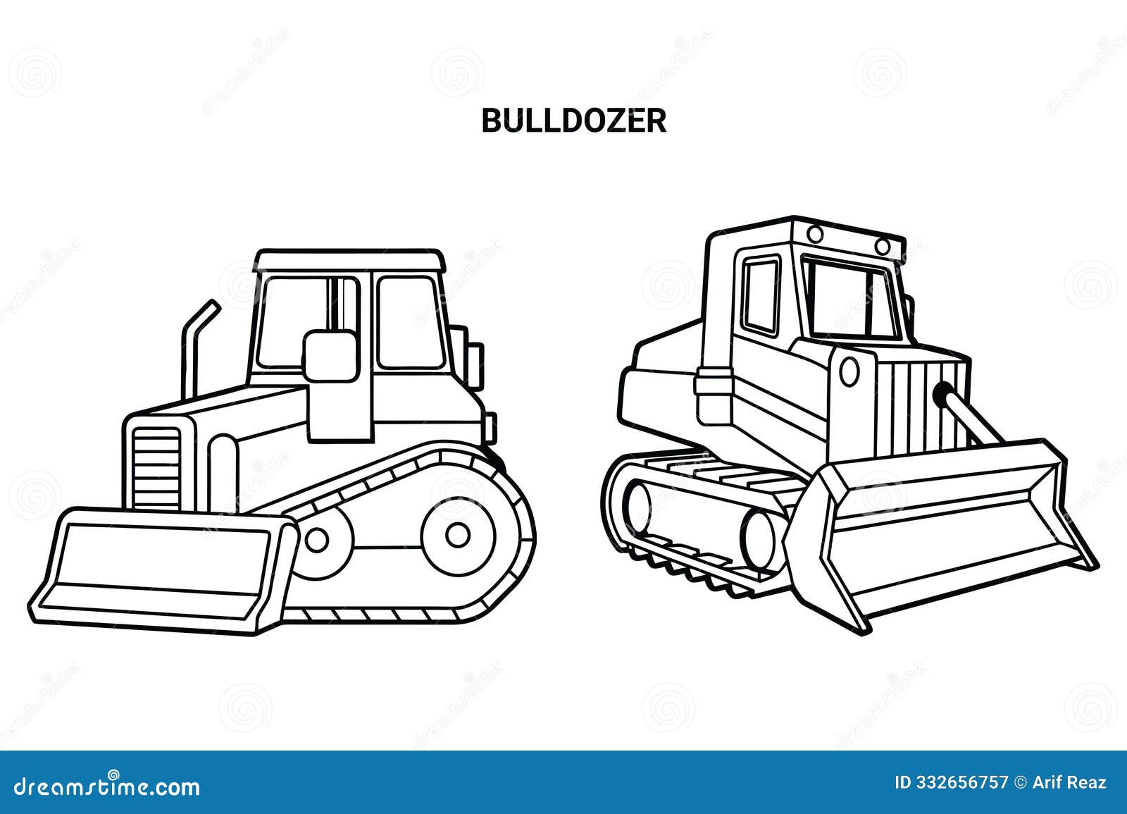 Bulldozer In Outline Style. Logo For A Construction Company. Simple ...