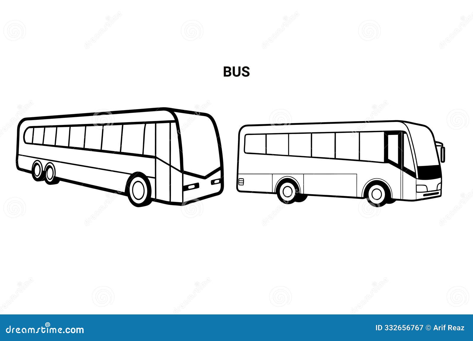 Vector Illustration of Isolated Bus Outline on White Background. Stock ...