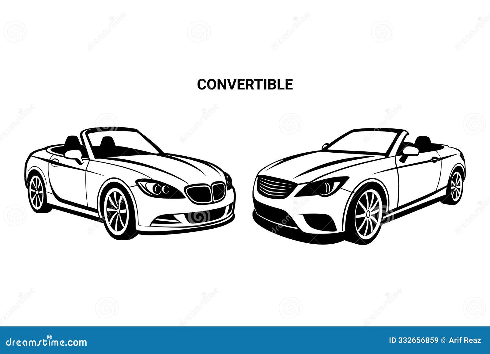 Vector Illustration of Isolated Convertible Silhouette on White ...