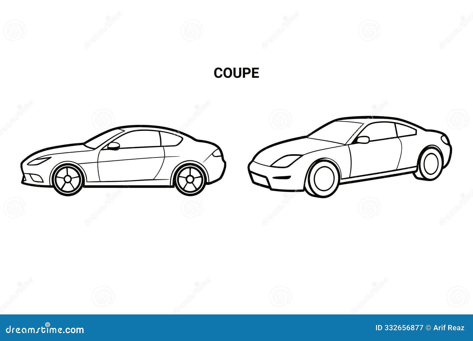 Vector Illustration of Isolated Coupe Outline on White Background ...