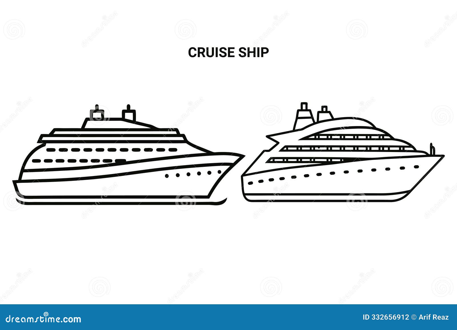 Vector Illustration of Isolated Cruise Ship Outline on White Background ...