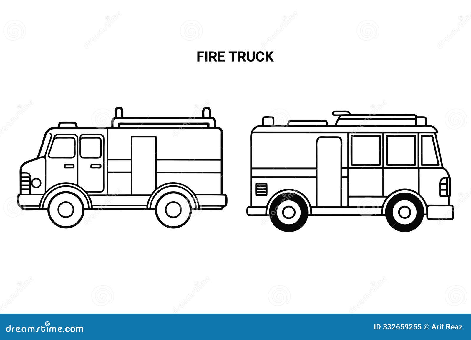 Vector Illustration of Isolated Fire Truck Outline on White Background ...