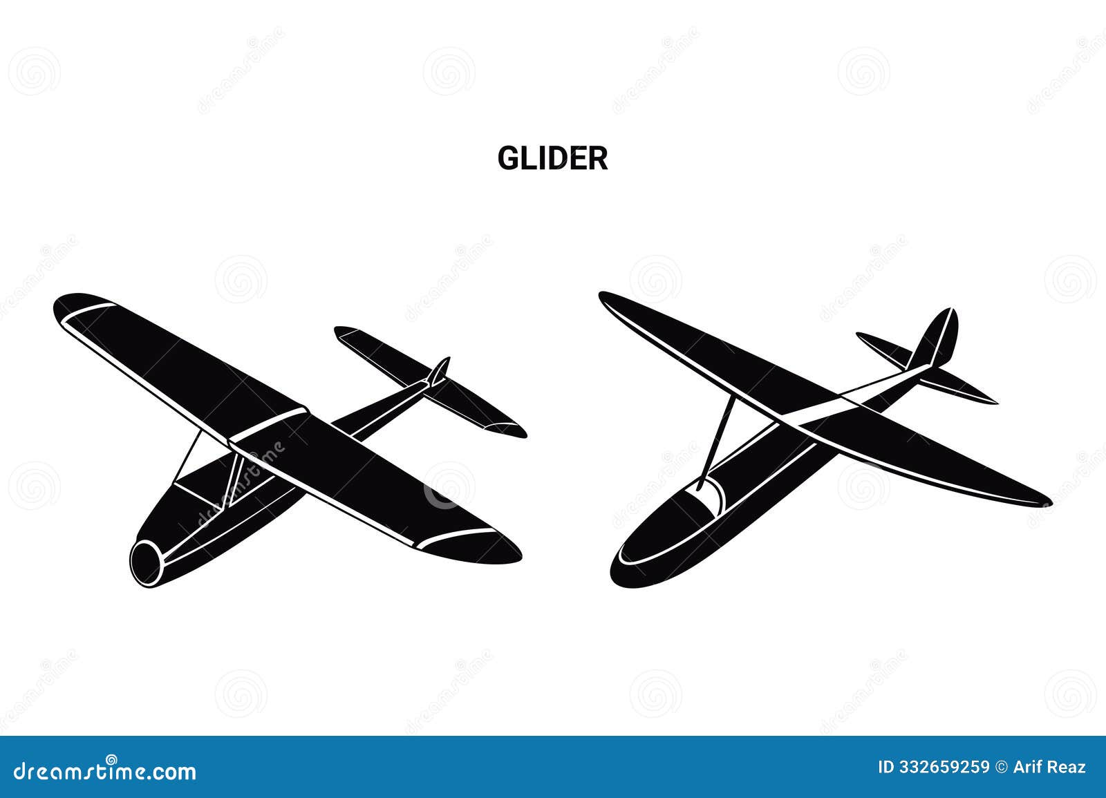 Vector Illustration of Isolated Glider Silhouette on White Background ...