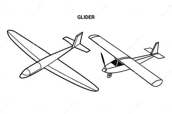 Vector Illustration of Isolated Glider Outline on White Background ...
