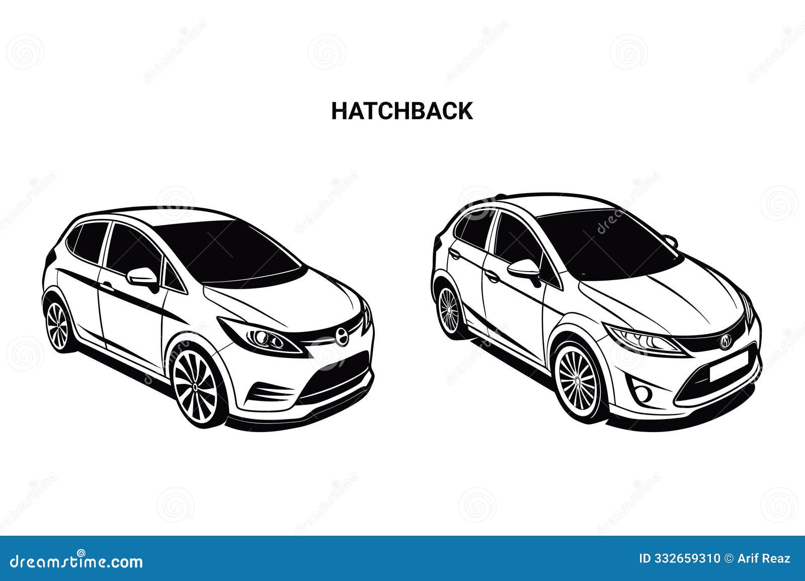 Vector Illustration of Isolated Hatchback Silhouette on White ...
