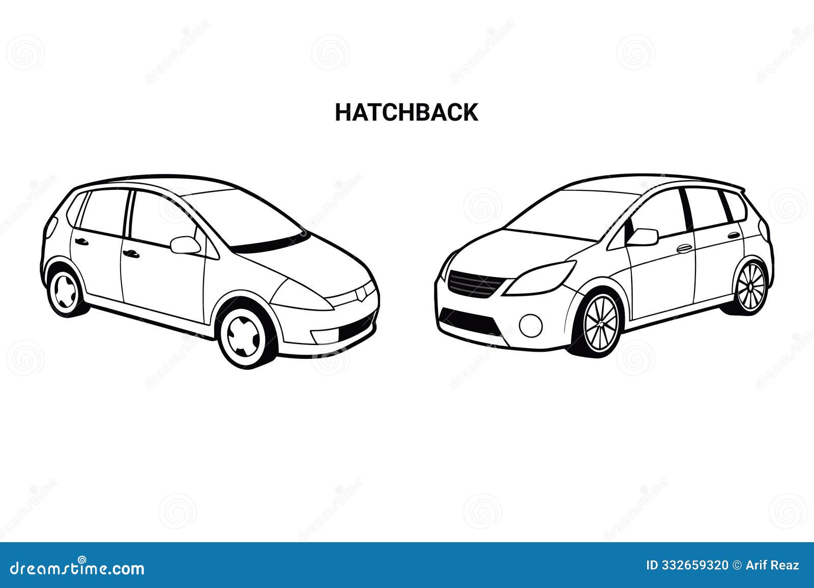 Hatchback Outline Drawing Cartoon Vector | CartoonDealer.com #216624205