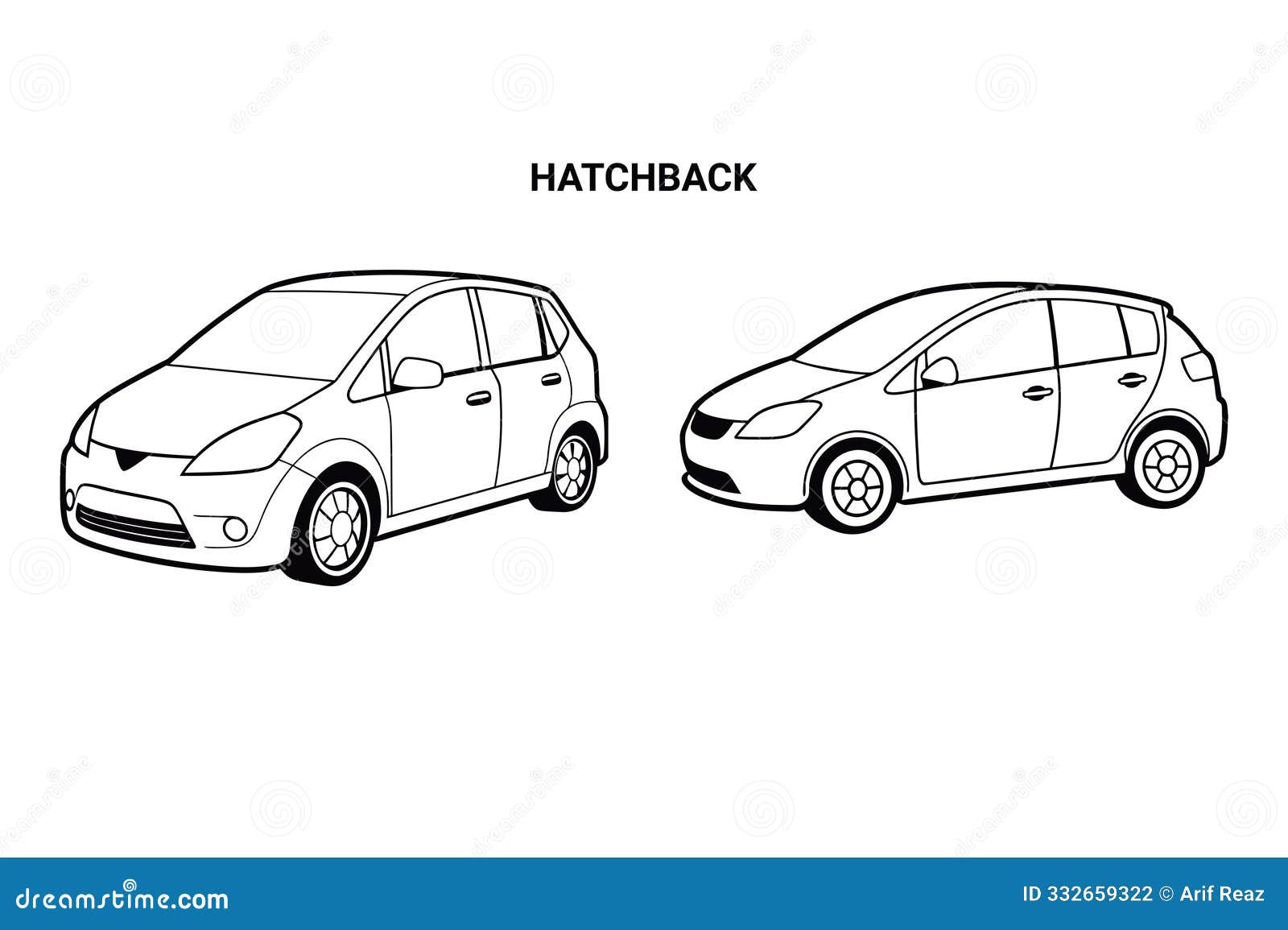 Hatchback Outline Drawing Cartoon Vector | CartoonDealer.com #216624205