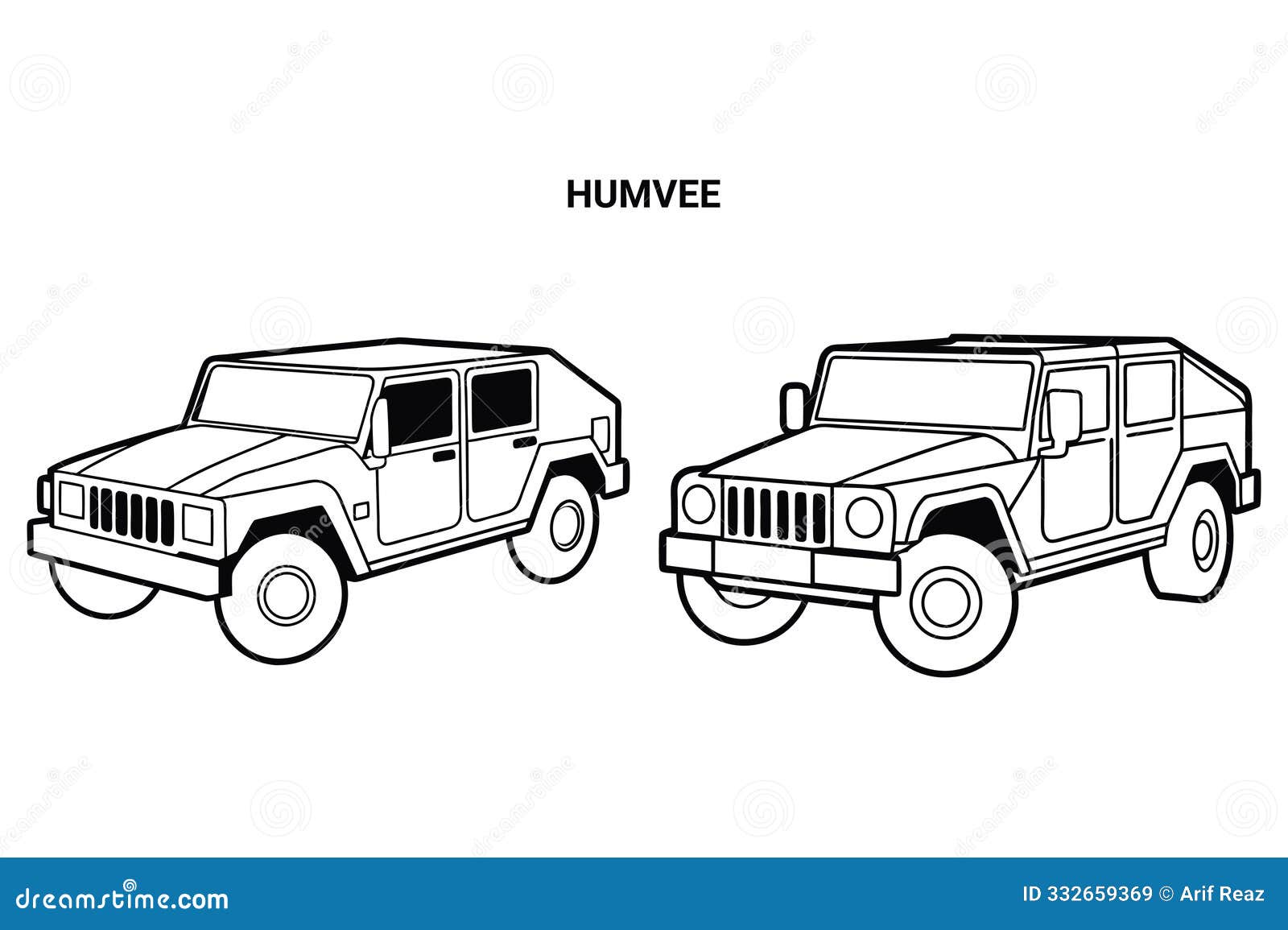 Vector Illustration Of Isolated Humvee Outline On White Background ...