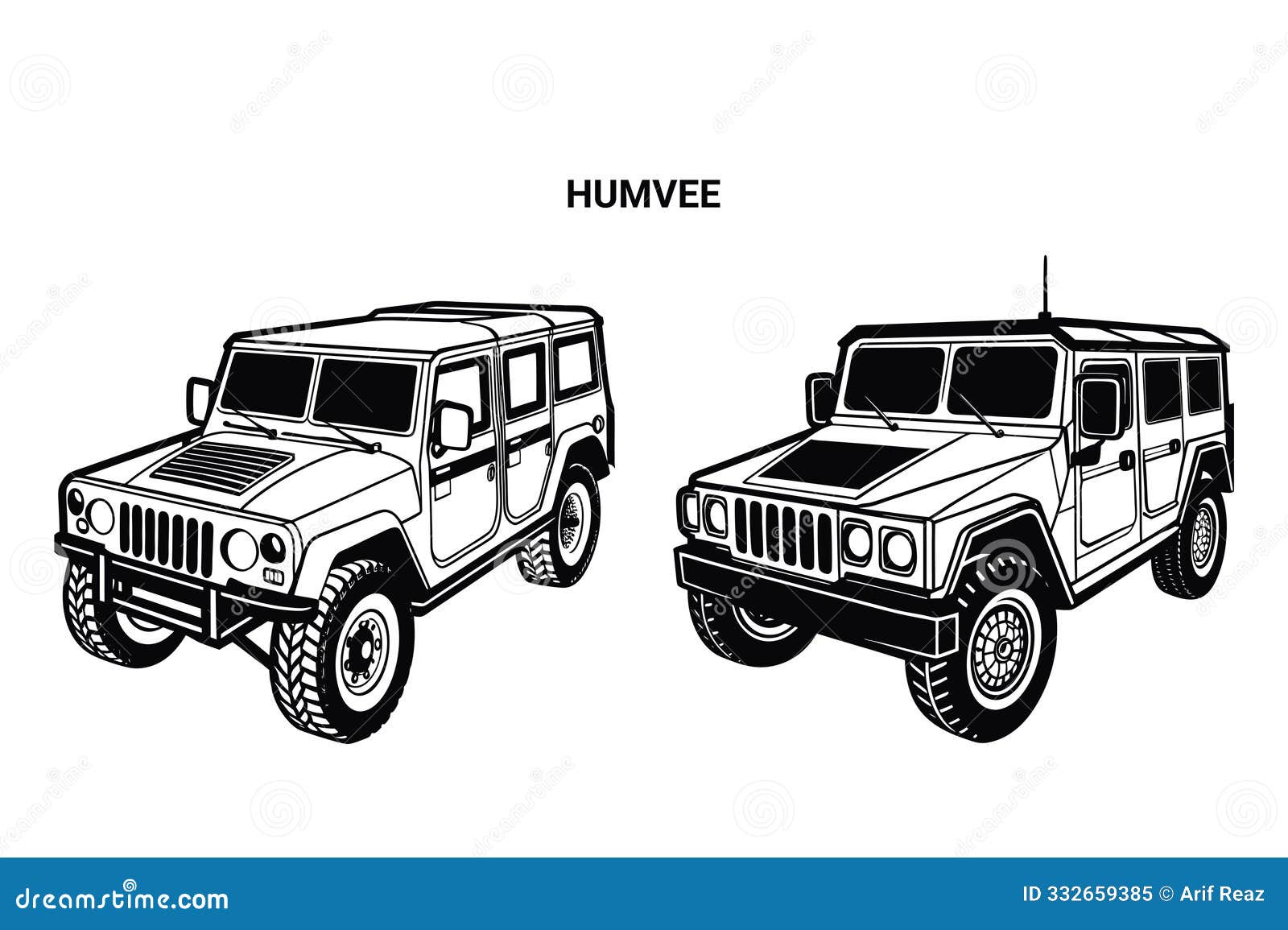 Vector Illustration of Isolated Humvee Silhouette on White Background ...