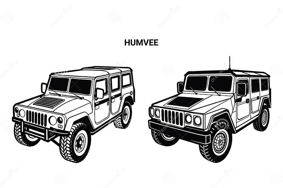 Vector Illustration of Isolated Humvee Silhouette on White Background ...