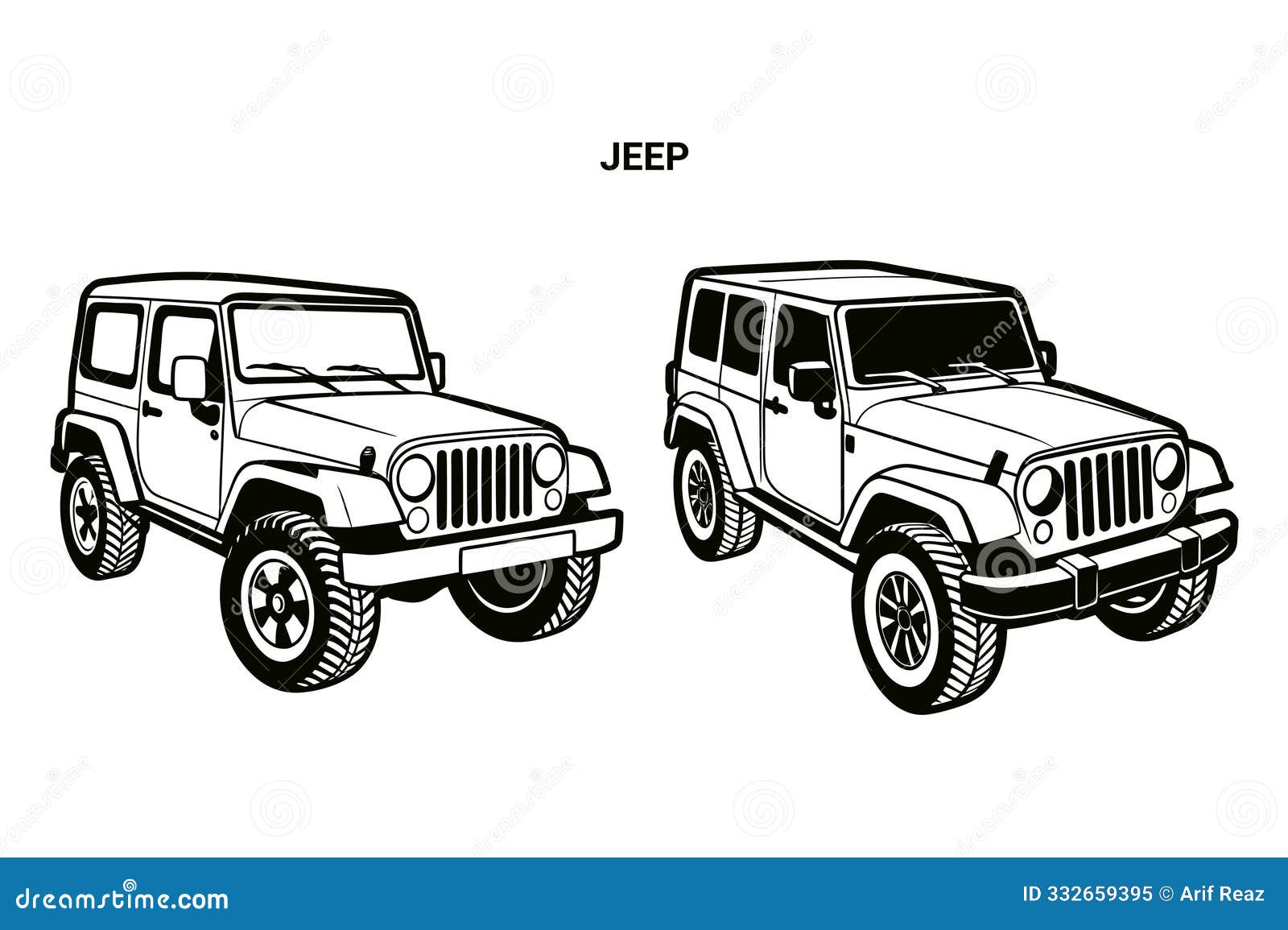 Vector Illustration of Isolated Jeep Silhouette on White Background ...