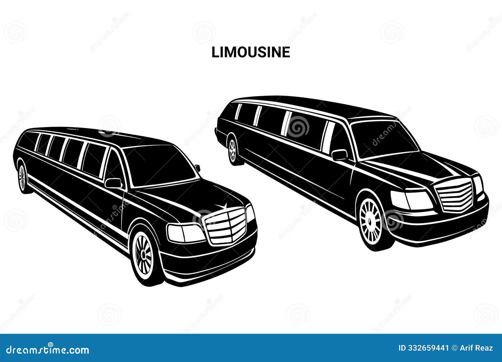 Vector Illustration of Isolated Limousine Silhouette on White ...