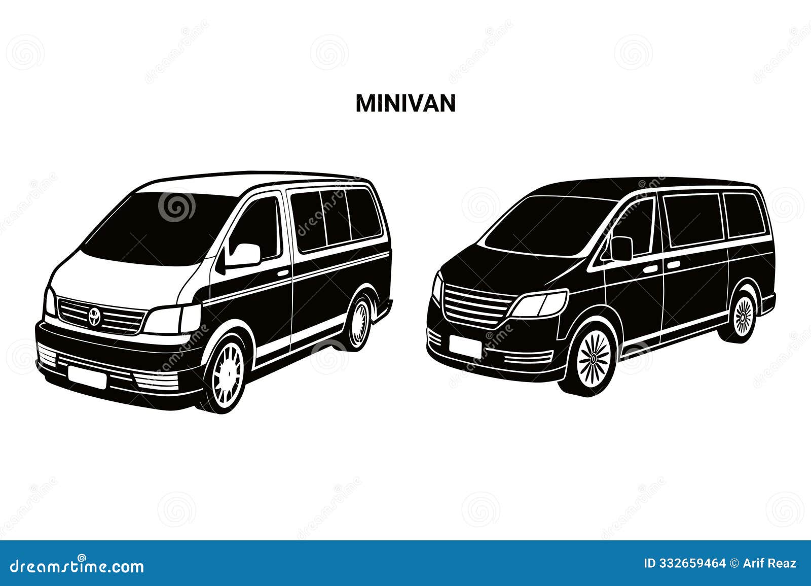 Vector Illustration of Isolated Minivan Silhouette on White Background ...