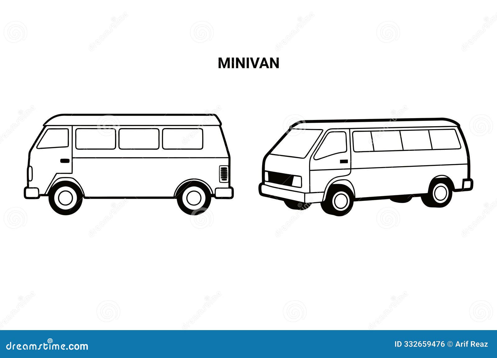 Vector Illustration of Isolated Minivan Outline on White Background ...