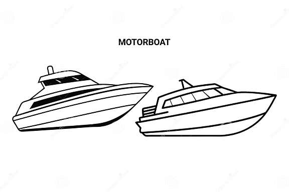 Vector Illustration of Isolated Motorboat Outline on White Background ...