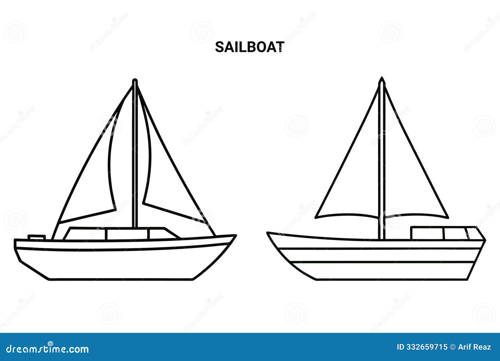 Vector Illustration of Isolated Sailboat Outline on White Background ...