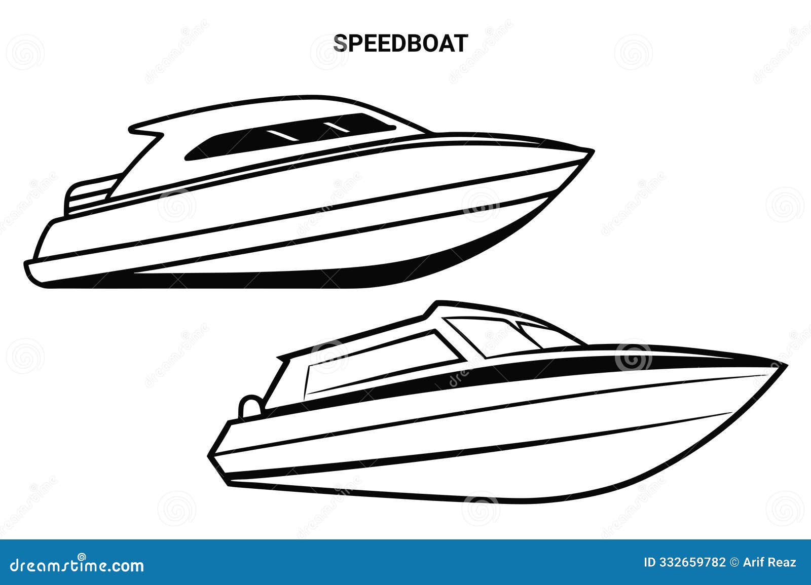 Vector Illustration of Isolated Speedboat Outline on White Background ...