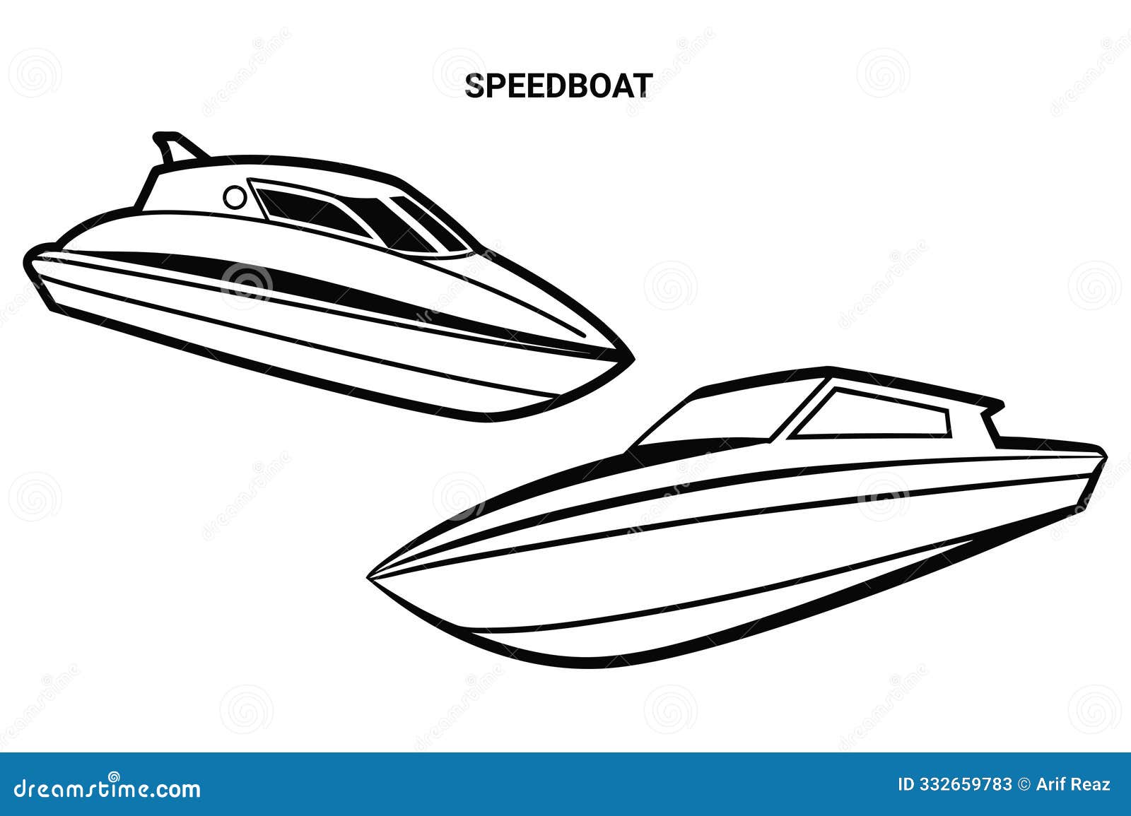 Vector Illustration of Isolated Speedboat Outline on White Background ...