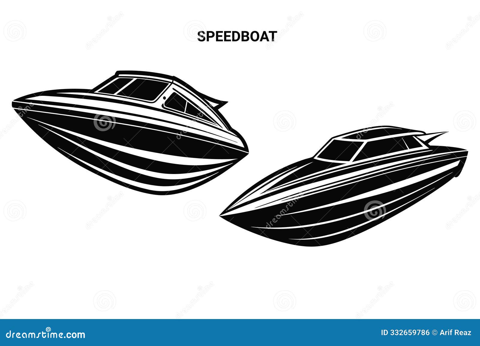 Vector Illustration of Isolated Speedboat Silhouette on White ...