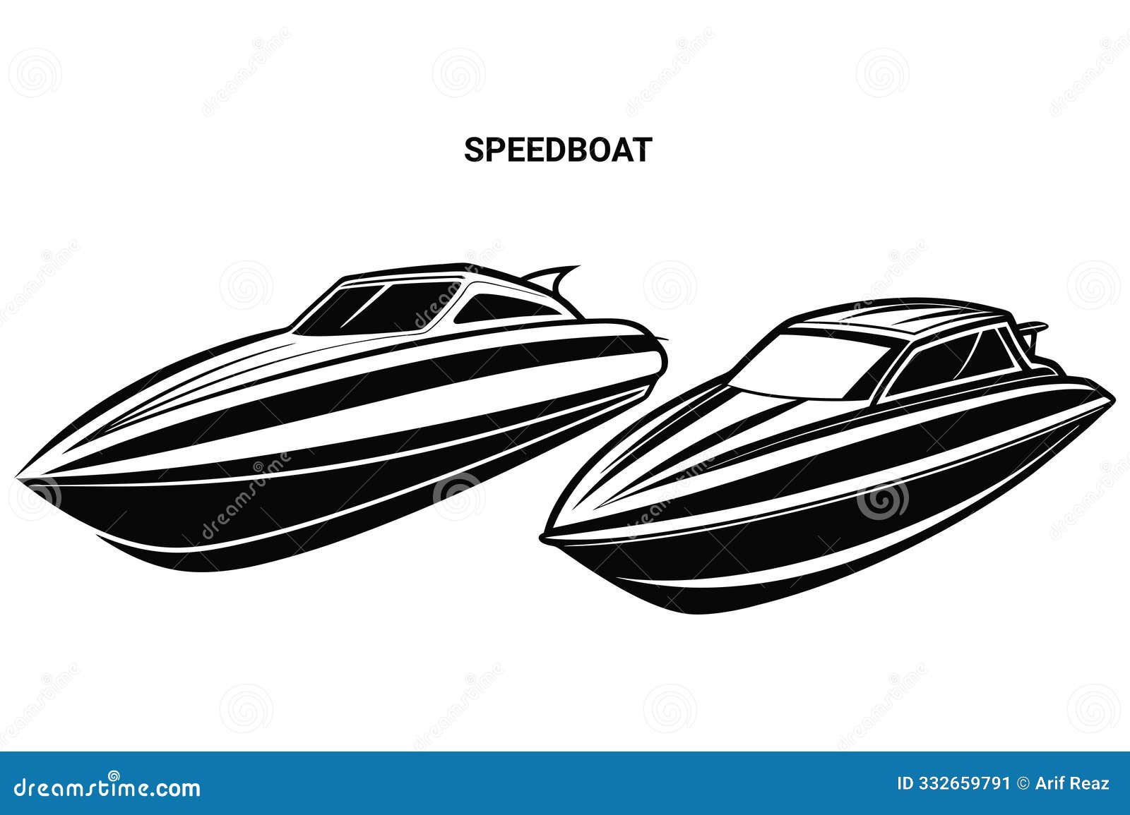 Vector Illustration of Isolated Speedboat Silhouette on White ...