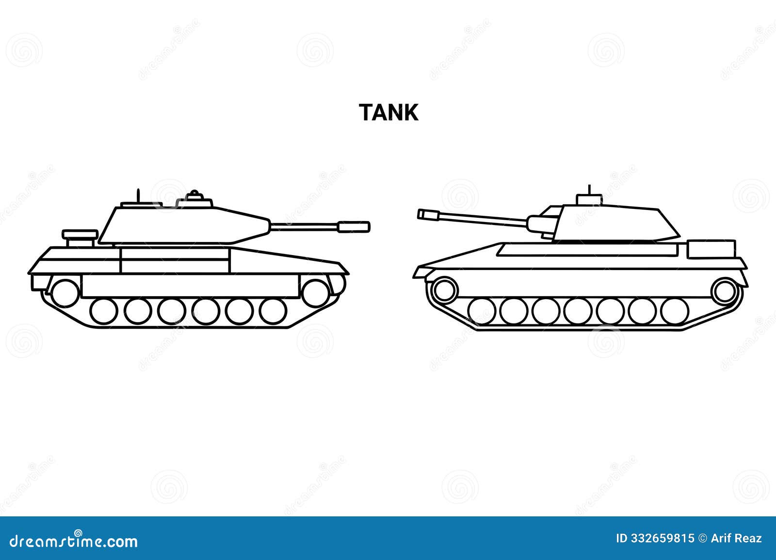 Vector Illustration of Isolated Tank Outline on White Background. Stock ...