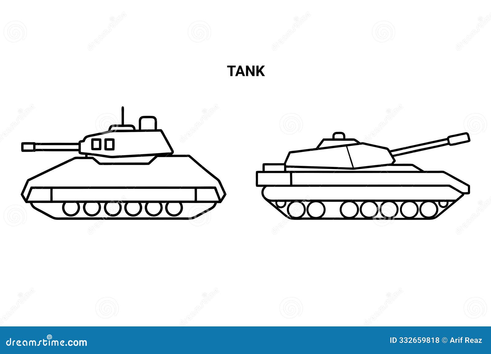 Vector Illustration of Isolated Tank Outline on White Background. Stock ...