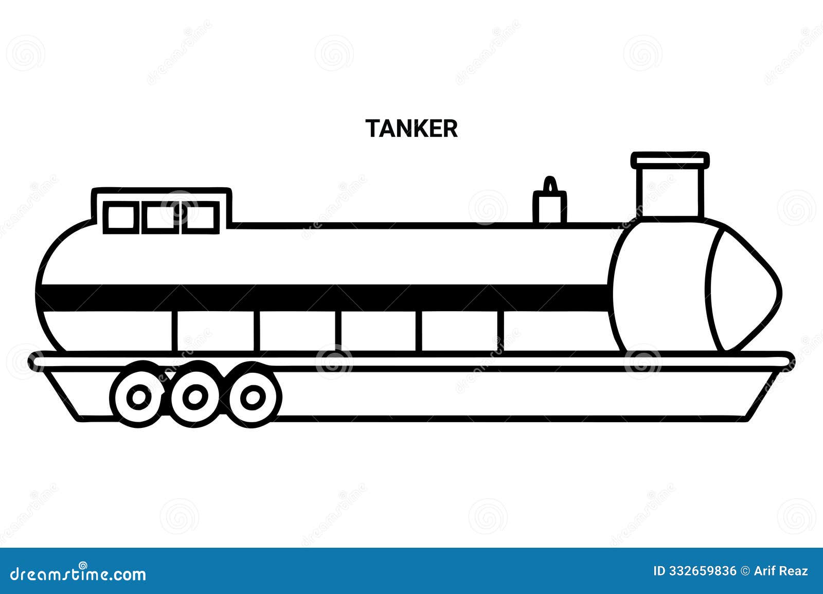 Vector Illustration of Isolated Tanker Outline on White Background ...