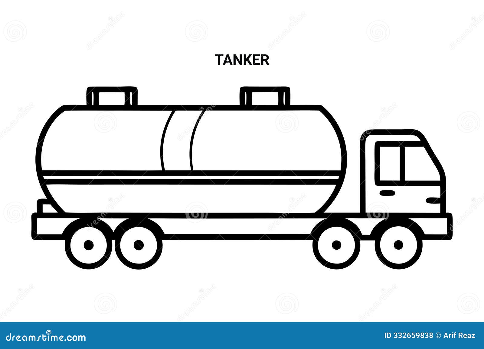 Tanker Outline Drawing. Contour Cargo Ship Industrial Blueprint ...