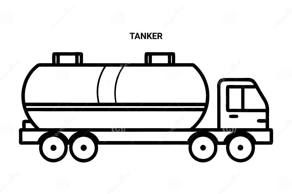 Vector Illustration of Isolated Tanker Outline on White Background ...