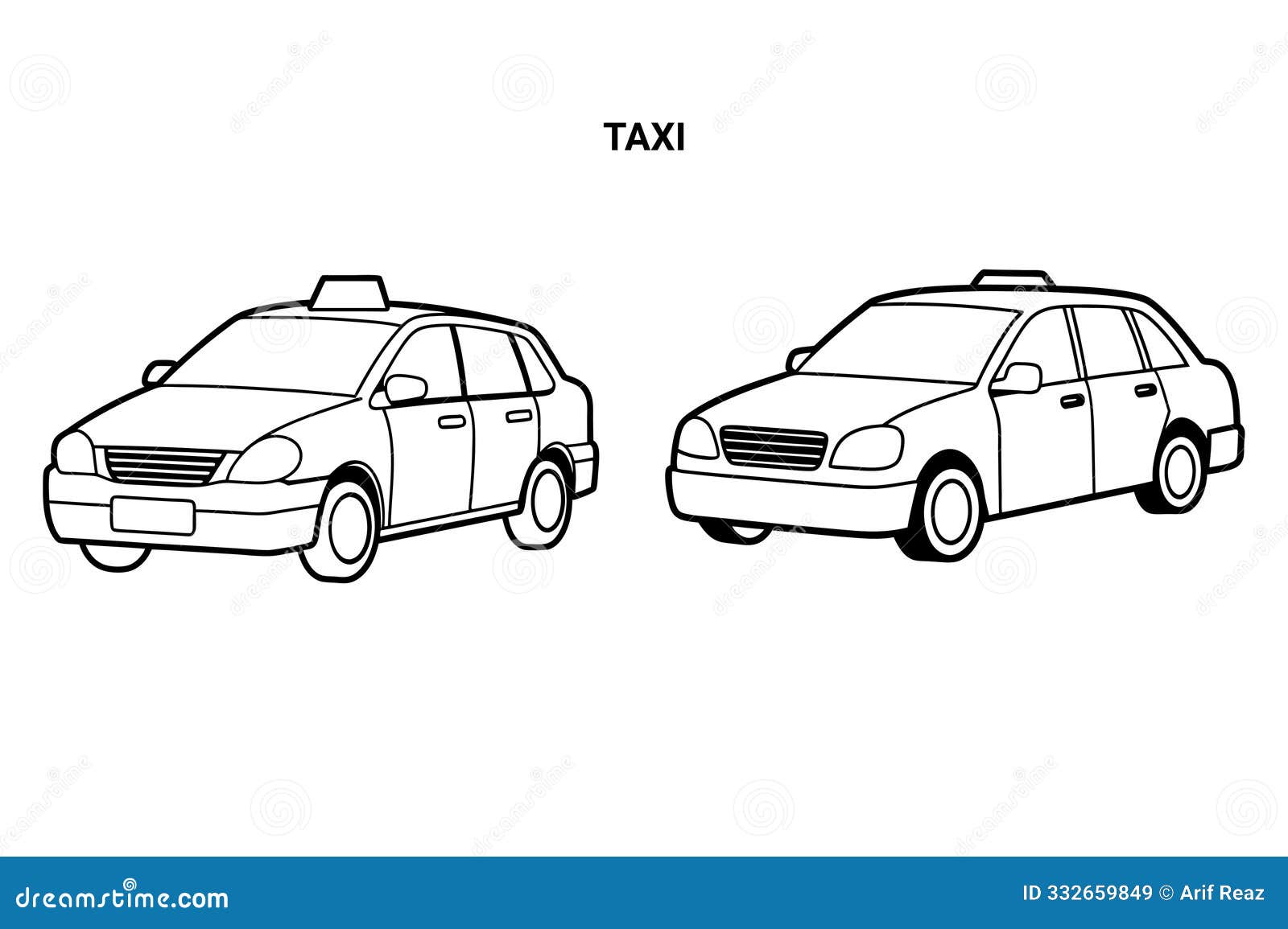 Vector Illustration of Isolated Taxis Outline on White Background ...