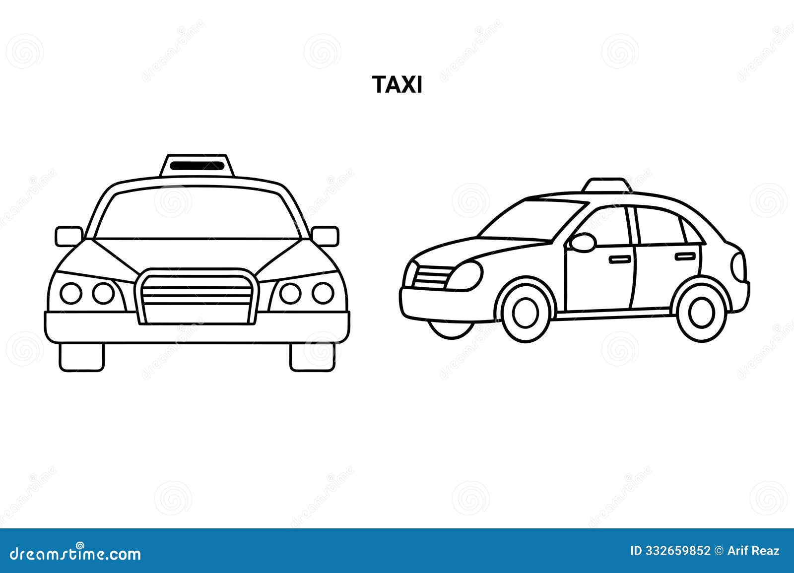 Vector Illustration of Isolated Taxis Outline on White Background ...