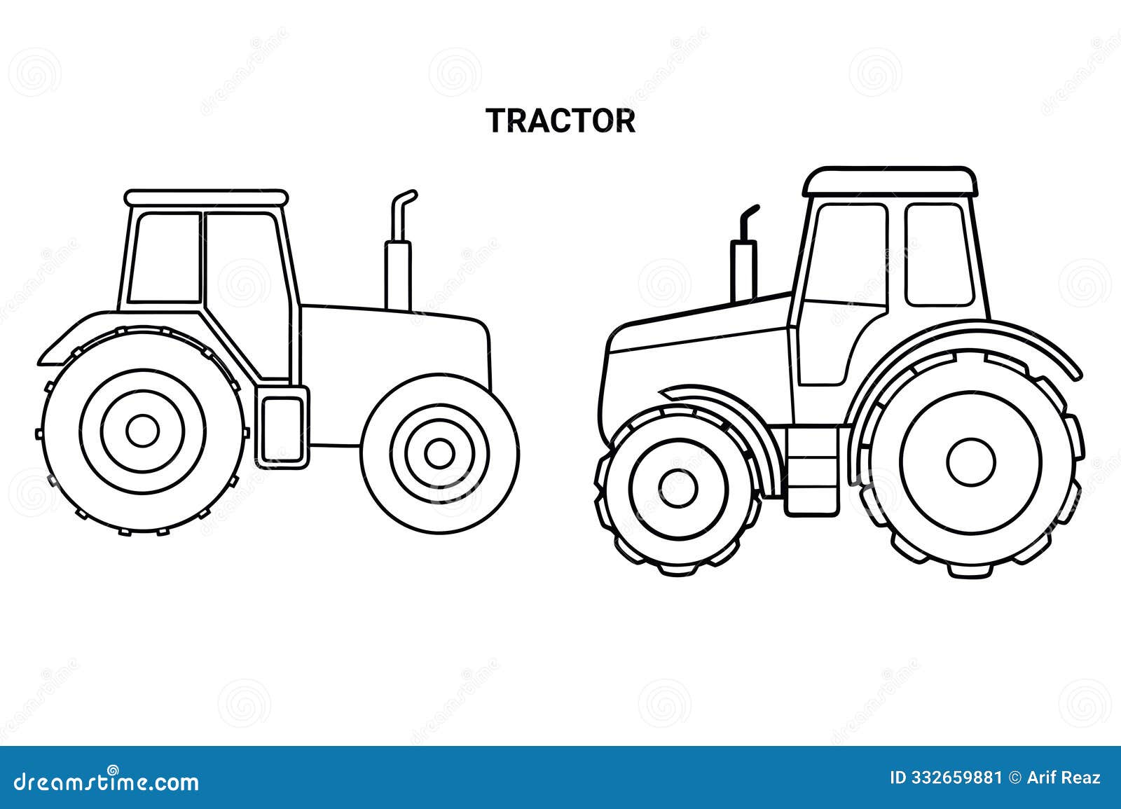 Vector Illustration of Isolated Tractor Outline on White Background ...