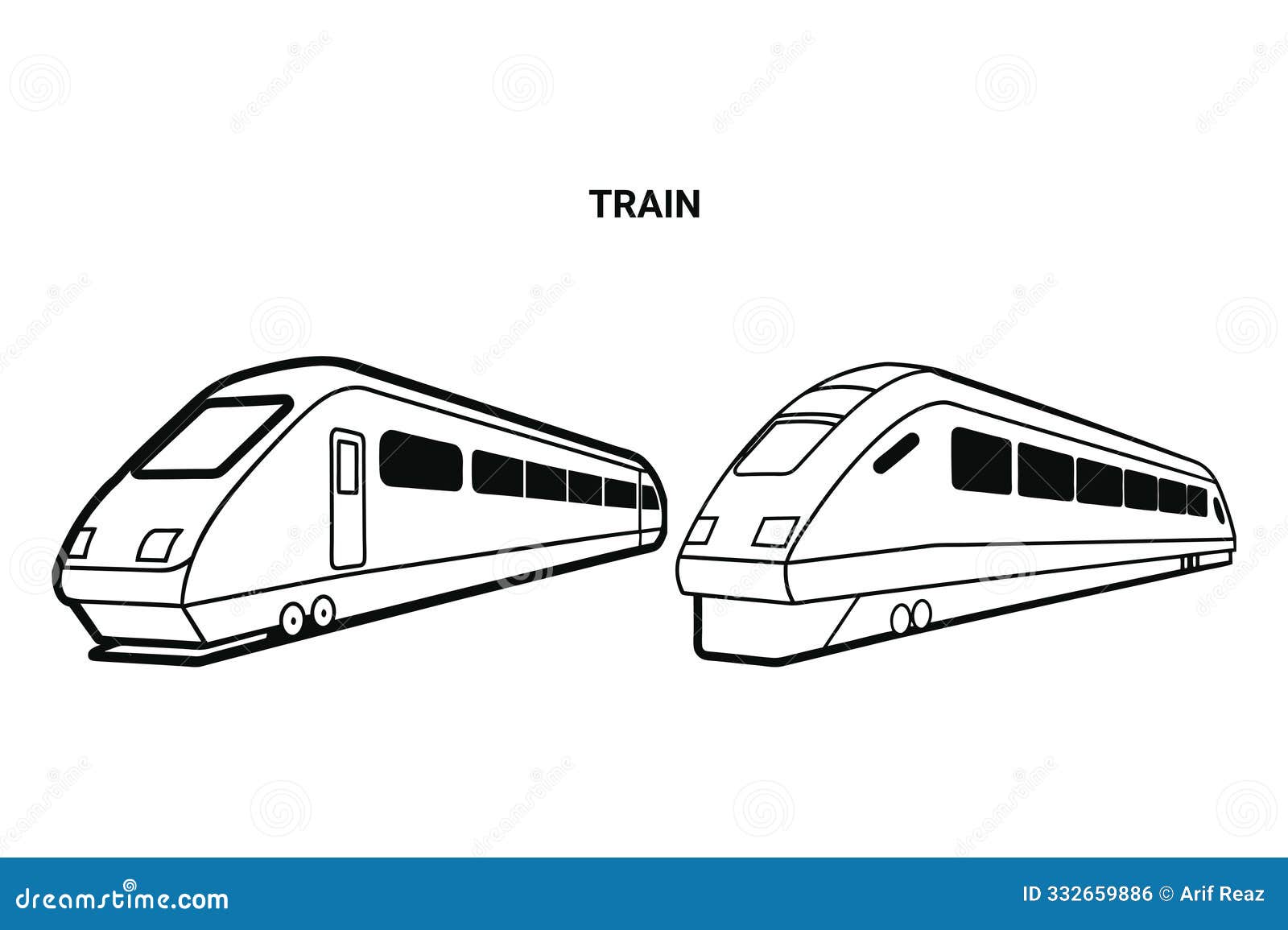 Vector Illustration of Isolated Train Outline on White Background ...
