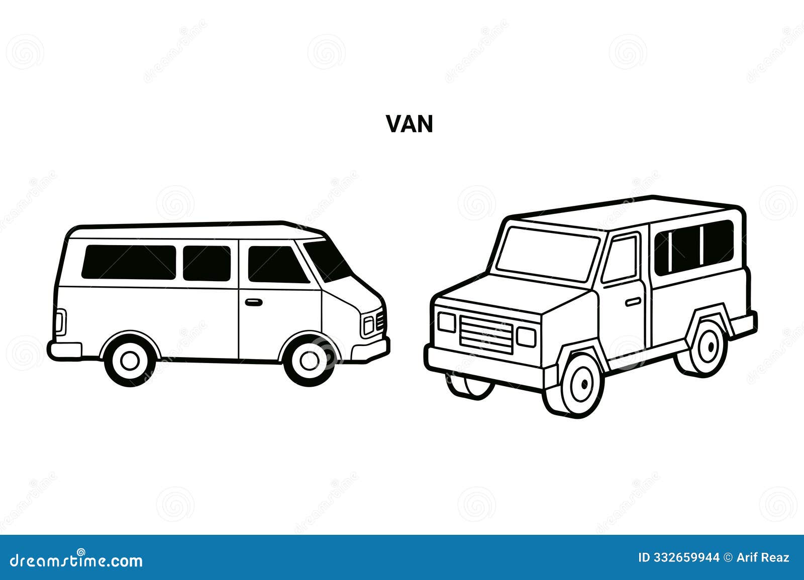 Vector Illustration of Isolated Van Outline on White Background. Stock ...