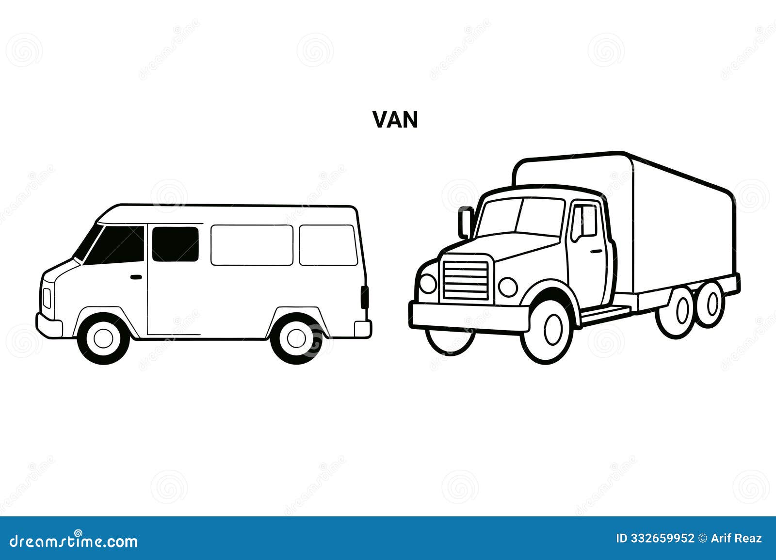Vector Illustration of Isolated Van Outline on White Background. Stock ...