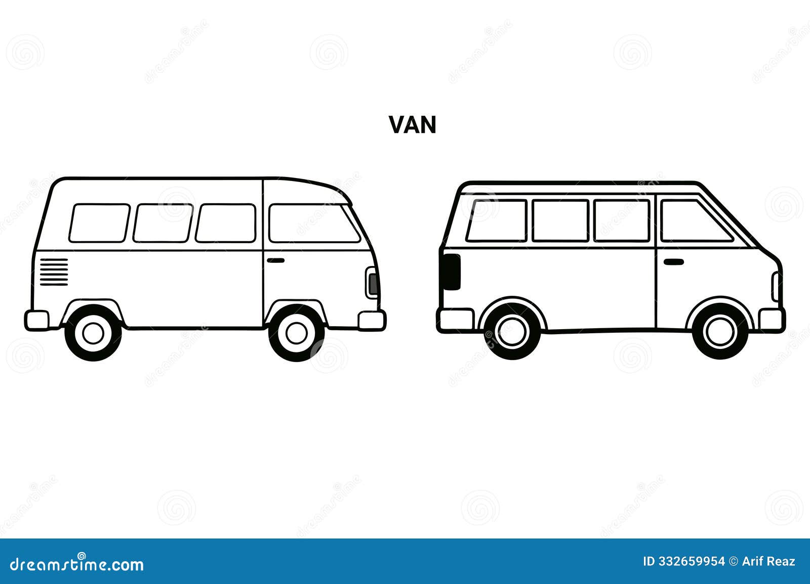 Vector Illustration of Isolated Van Outline on White Background. Stock ...