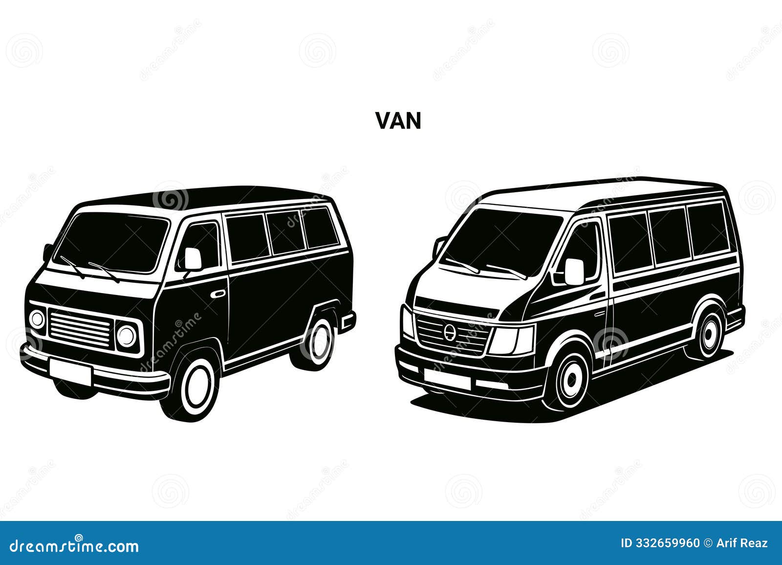 Vector Illustration of Isolated Van Silhouette on White Background ...