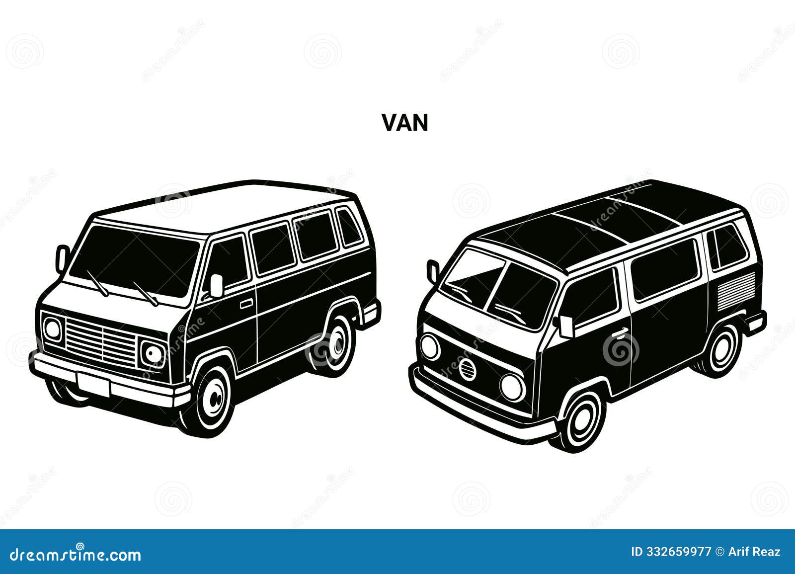 Vector Illustration of Isolated Van Outline on White Background. Stock ...