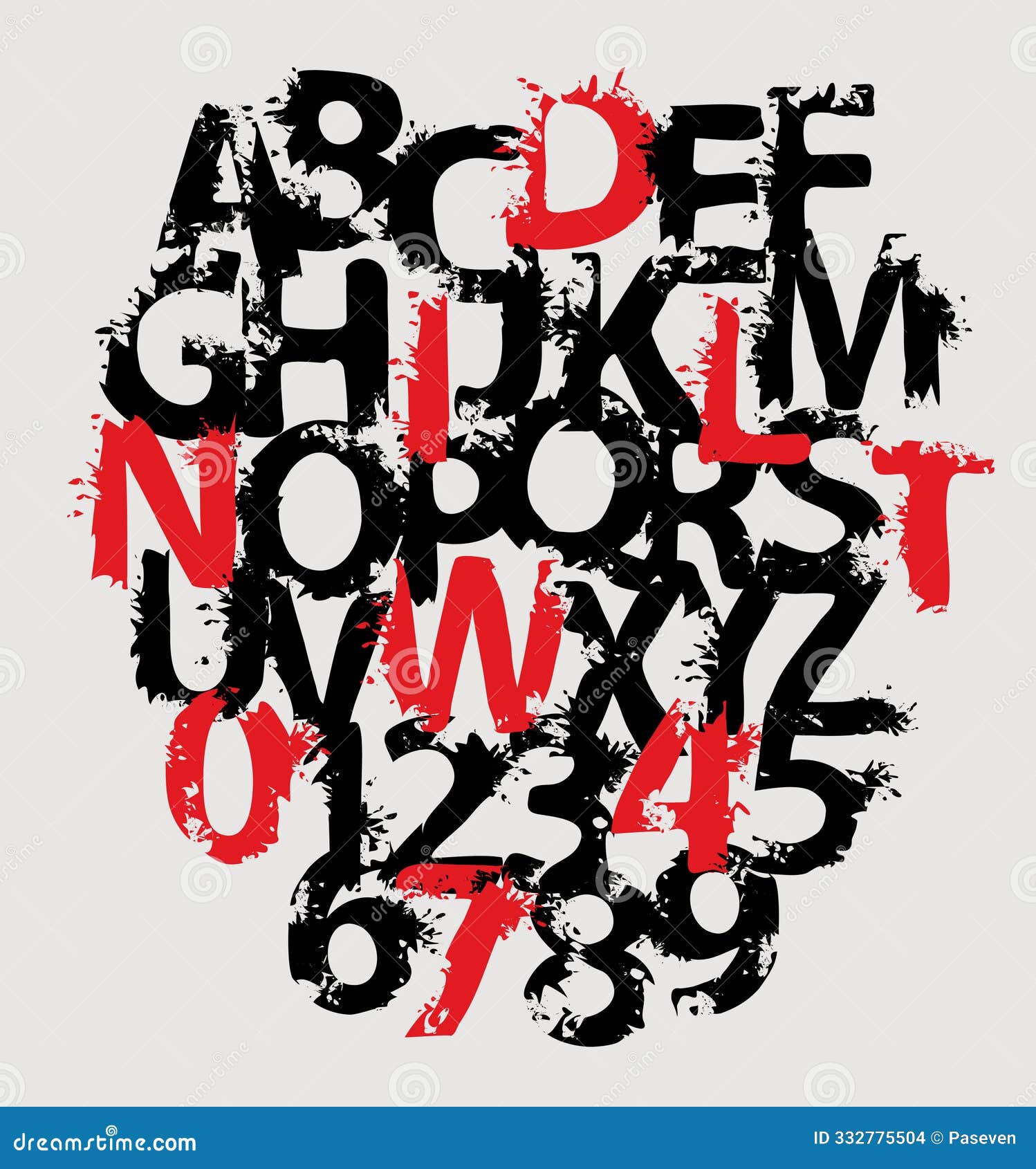 Grunge Lettering and Spattered Font Stock Illustration - Illustration ...