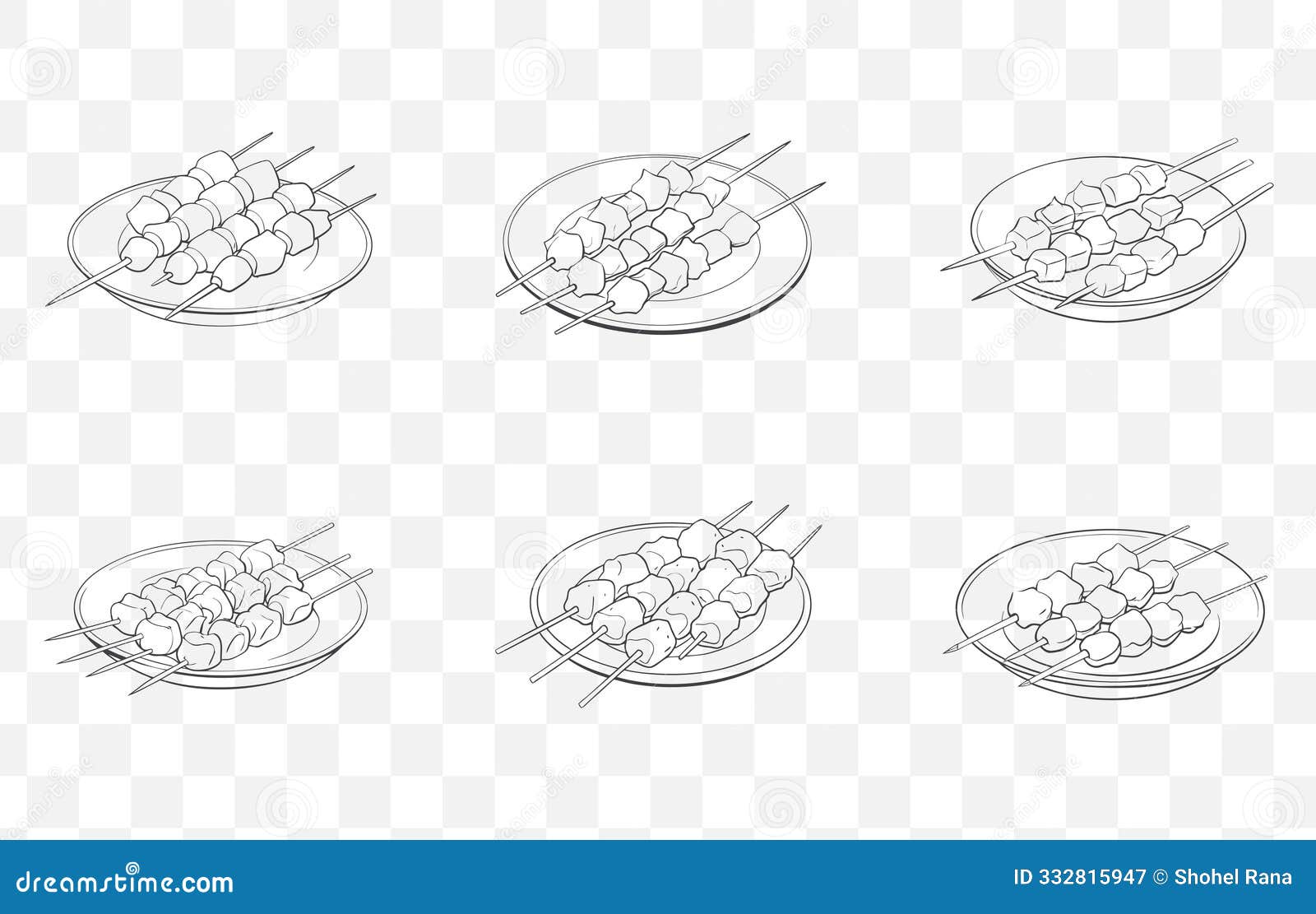 Print Moo Ping Grilled Pork Skewers Traditional Thai Street Food Art ...