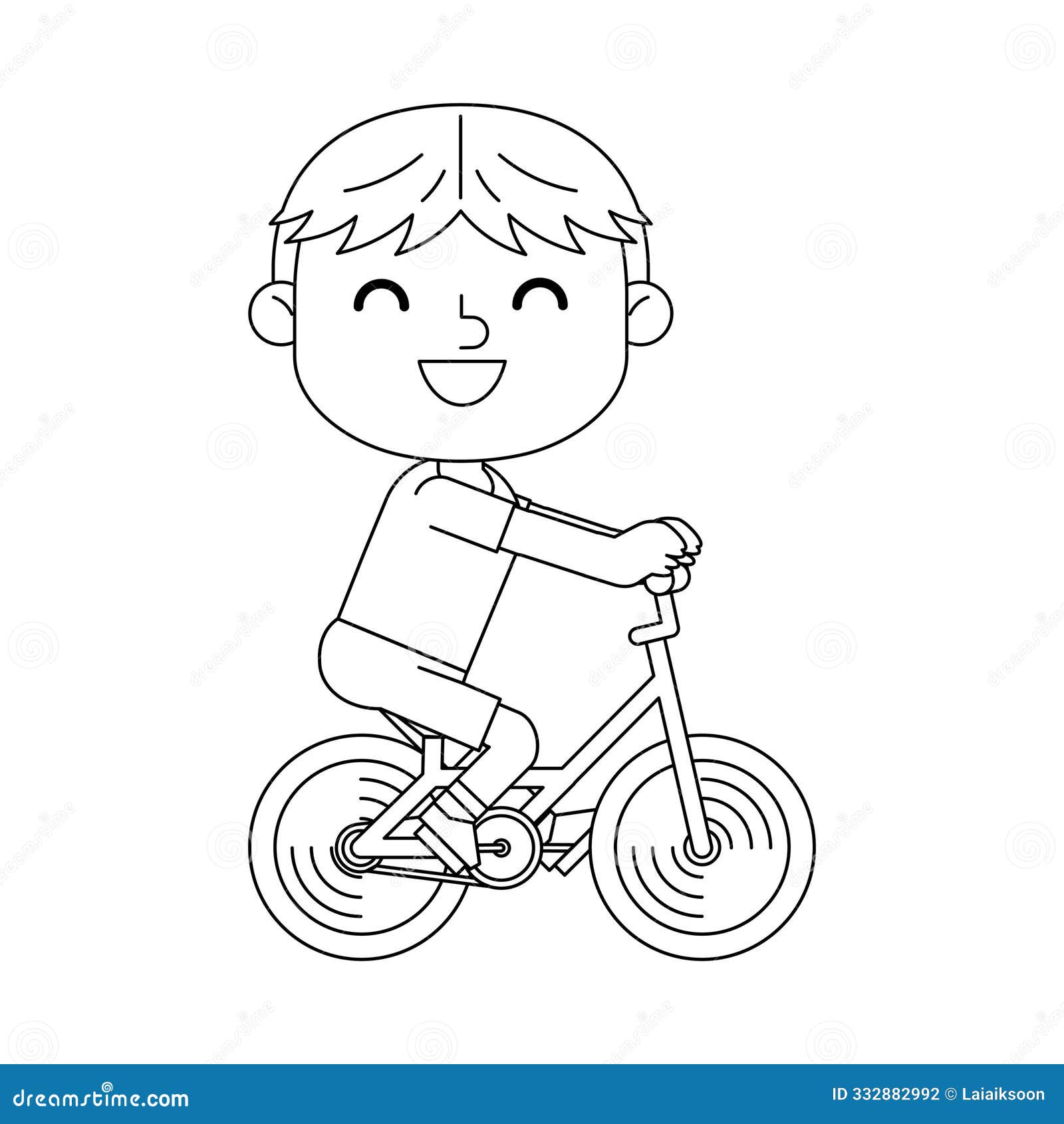 Cute Little Boy Riding Bicycle. Posture Kid Riding Bikes in Nature ...