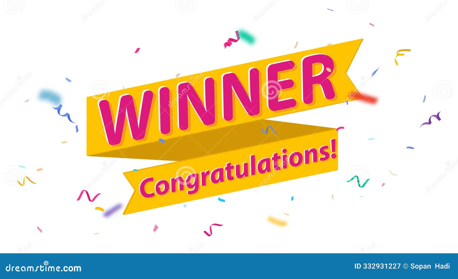 Winner Congratulations Banner with Colorful Confetti , Victory Letters ...
